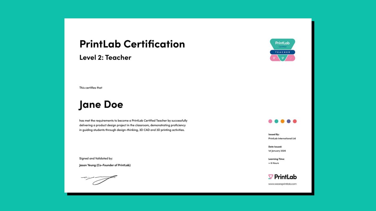 PrintLab 3D CAD and 3D Printing Certification